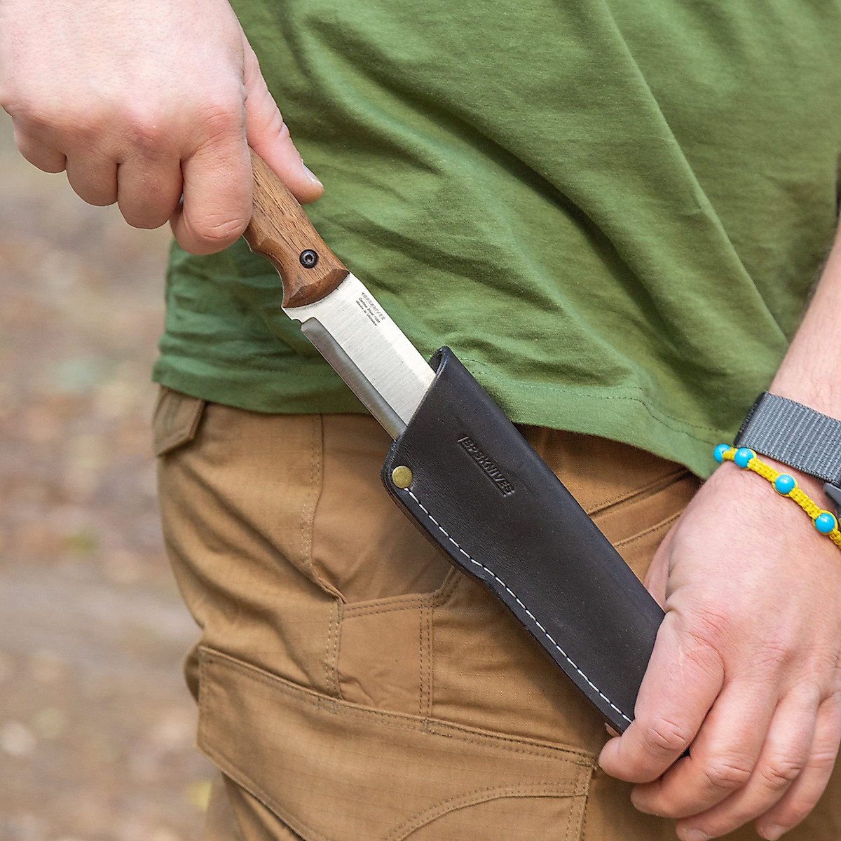 BPS Knives - Belt Knife Sheath - Black Leather Sheath for Mora Garberg - Sheath with Belt Loop for Vertical Carry of Fixed Blade Knife - Free Suspension Leather Case