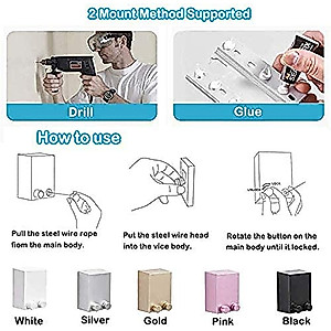 Retractable Clothesline, Adjustable Clothing Rope Indoor Outdoor with ABS Case+ Aluminum, Heavy Duty Stainless Steel Line Wall Mounted Laundry Drying String for Hotel Home 13.8 Feet-Black