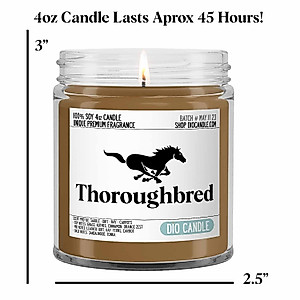 Thoroughbred Equestrian Scented Candle - Smells Like Saddle - Dirt - Hay - Carrots - 100% Naturally Vegan Soy and Premium Fragrance | Great Gift | Handmade in Denver, Colorado (4oz Glass Jar)