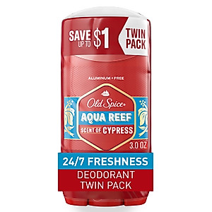 Old Spice Aluminum Free Deodorant for Men, 24/7 Odor Protection, Red Zone Collection, Aqua Reef with Cypress Scent, 3 oz (Pack of 2)