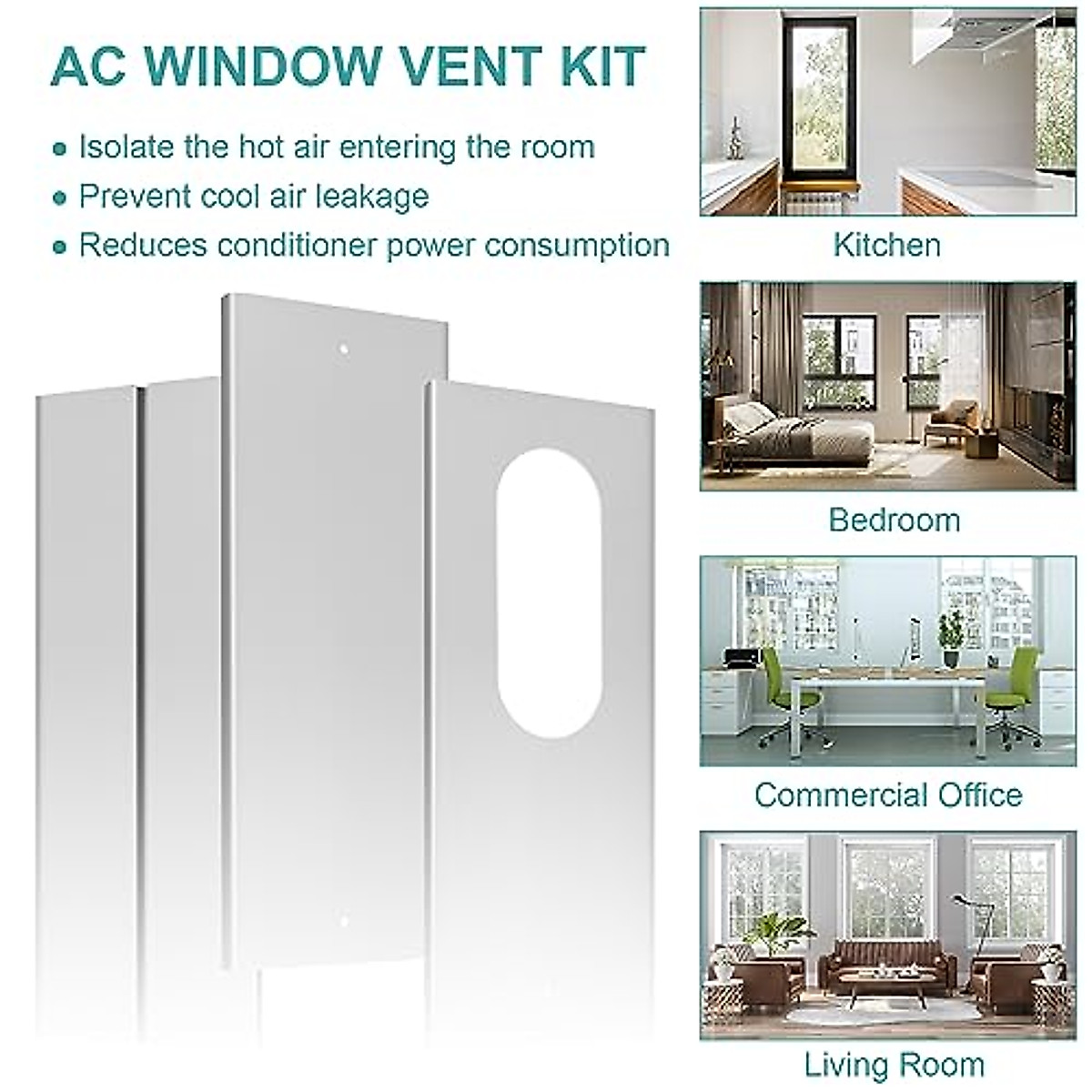 Portable Air Conditioner Window Vent Kit with Coupler, Adjustable Vertical or Horizontal Window Sliding Seal Plates for AC Unit, Suitable for 5.9 inches Exhaust Hose