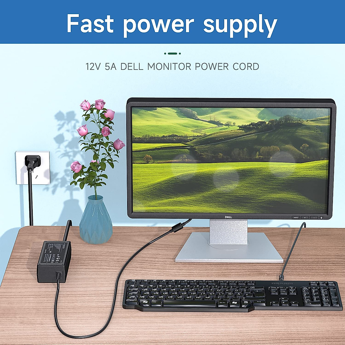 12V 5A Sceptre Monitor Power Cord, AC Adapter for Sceptre EC Series 35" 32" 30" 27" 24" 22" 20" 19" 15", E248W E225W E205W E275W C305W-2560UN C325W-1920R Screen Monitor Power Supply Charger