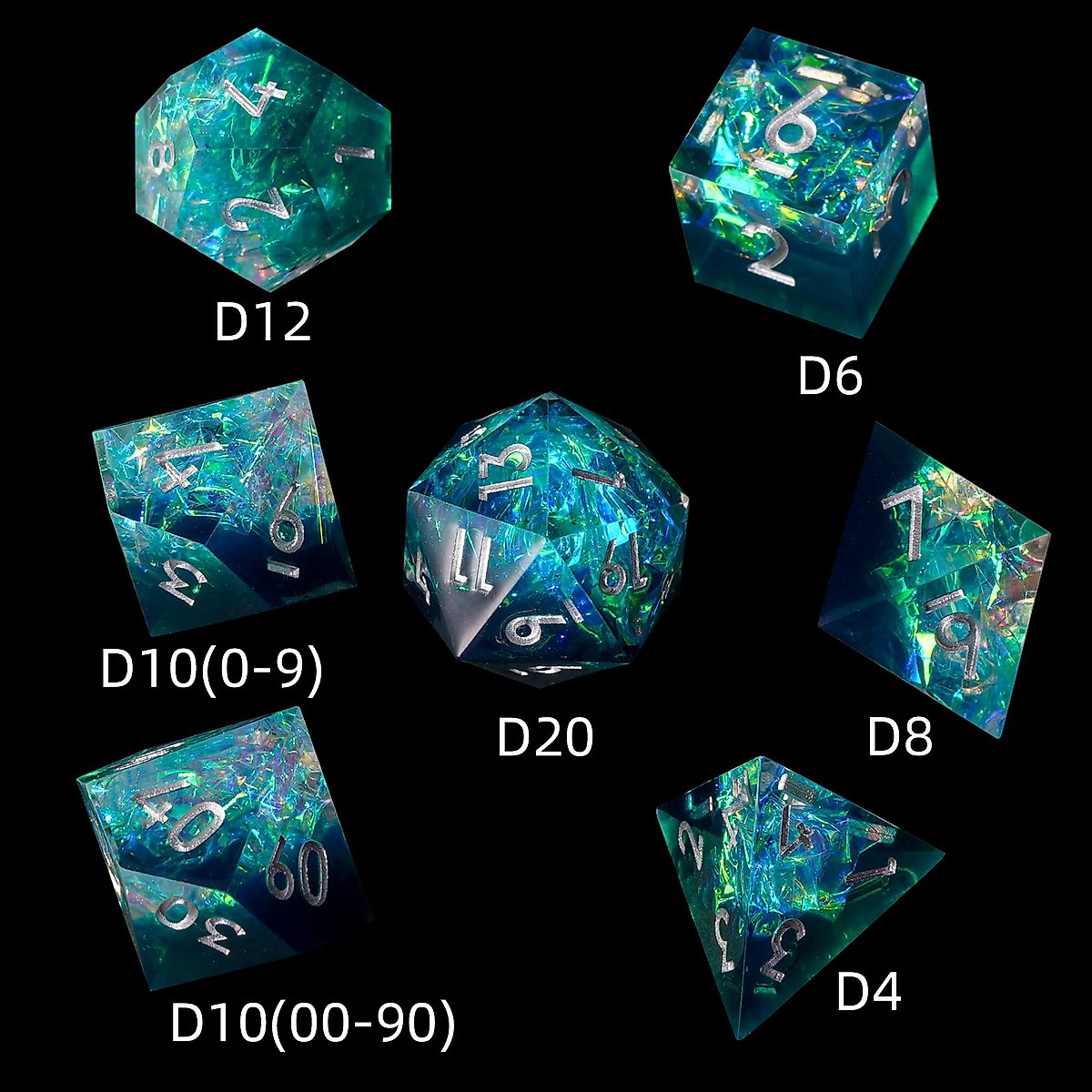 DND Dice Set Dungeon and Dragons Sharp Edge Dice Handmade Resin Polyhedral Dice RPG D20 Role Playing Gaming Dice for Party Games… (Style 5)