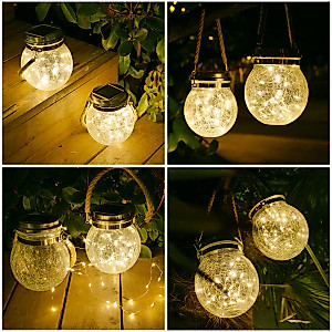 Frdvegd Hanging Solar Lantern Decorative Outdoor Waterproof Light for Garden Yard Lawn Decorations Led Lamp Decor Tree 2 Pack 4.7X4.7X5.5 inch