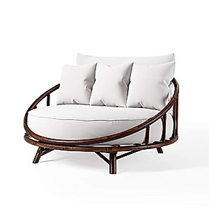 Zew Daybed Outdoor Indoor Large Accent Sofa Chair Lawn Pool Garden Seating with Cushion and Pillows Espresso Bamboo Round Sofabed v.2021