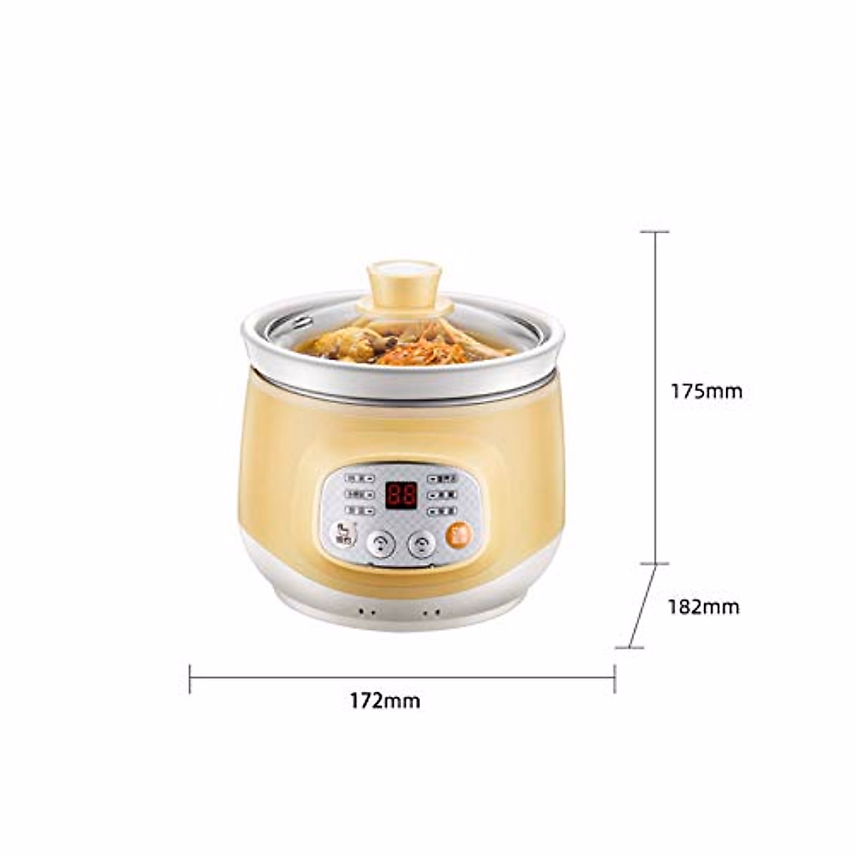 Slow Cookers 1L 220V Electric Ceramic Slow Sous Vide with Cooker Yellow Timing Setting Low Noise Stewed Meat Pot Suitable for Soup Cook Stew Taste Delicious (Color : A)