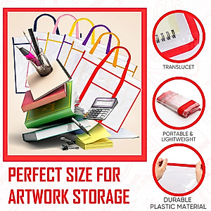 Vincreem 6 Pack 25" x 31" Large Poster Storage Bag Art Portfolio Case PVC Portfolio Folder with Pocket Clear Bulletin Board Holder Chart Organizer Container for Artwork Teacher Classroom Paper