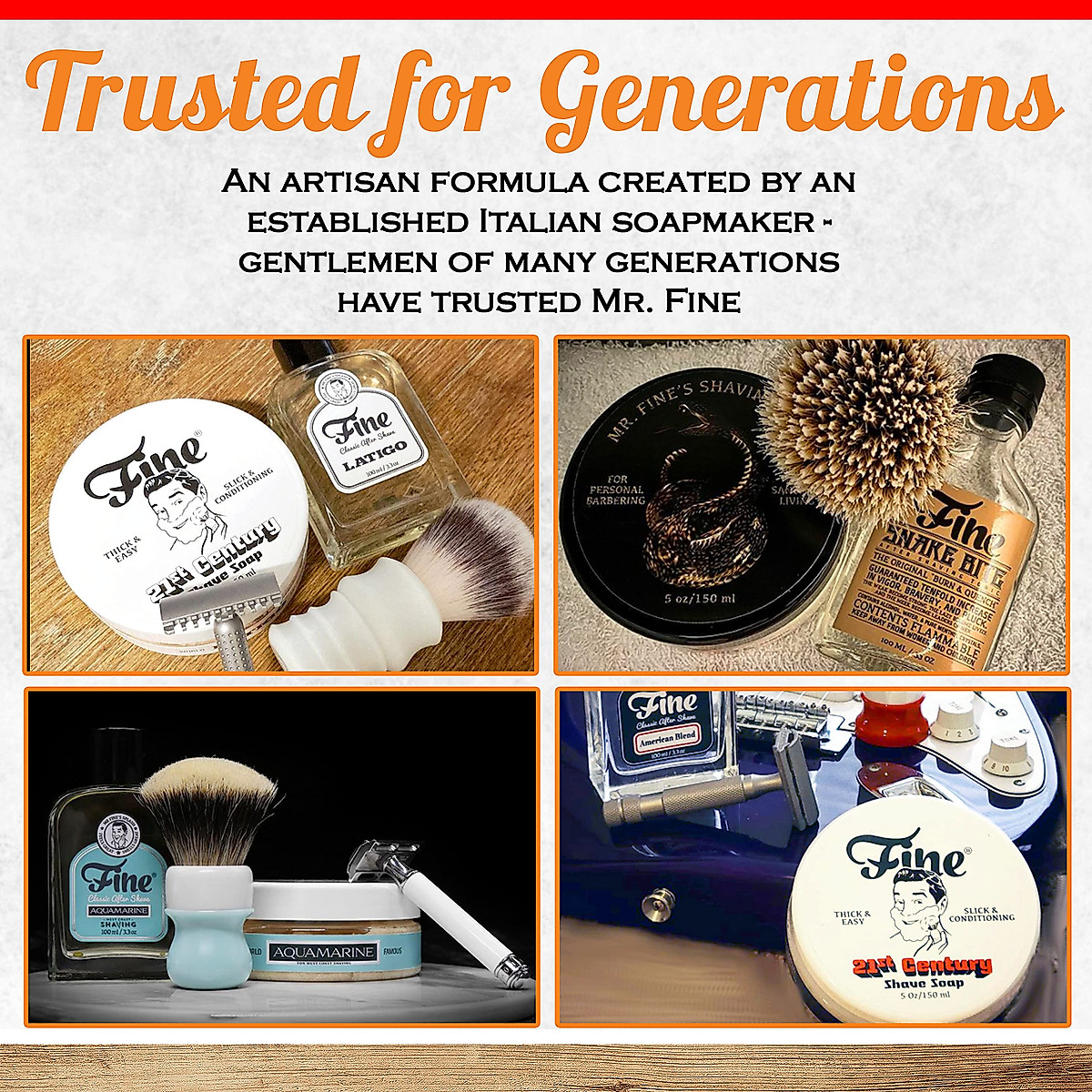 Mr. Fine 21C Men’s Shaving Soap, Builds Thick & Easy Lather, Protects From Razor Burn & Irritation, No Artificial Colors, Made In Italy, 5oz. (150ml), Italian Citrus