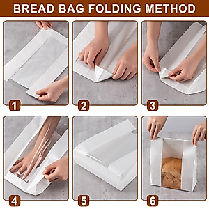 25PCS Paper Bread Bags-White, Sourdough Bread Bags for Homemade Bread, Large Bakery Bags with Window Includes 25PCS Label Seal Stickers for Homemade Bread Storage(13.7x8.3x3.5 inch)