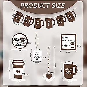 8 Pieces Coffee Tiered Tray Decor Coffee Bar Accessories Table Centerpiece Farmhouse Decorations Gnome Rustic Coffee Bar Wood Signs for Home Kitchen Coffee Station, Coffee Style (Coffee Style)