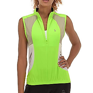 Little Donkey Andy Women's Bike Vests Sleeveless Cycling Jerseys Shirts Breathable 4 Rear Pockets Fluorescent Yellow M