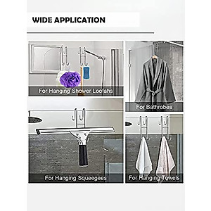 VIEDZMY 7 Inch Shower Door Hooks, 304 Stainless Steel Hanging Double Towel Hooks Shower Towel Holder Clothes Coat Robe Hooks for Bathroom Frameless Glass