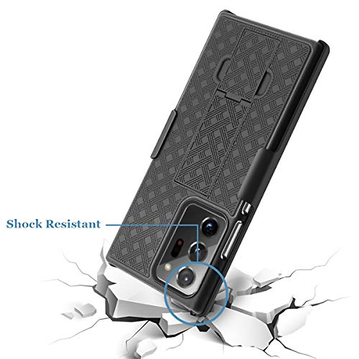 Samsung Note 20 Ultra Case, Fingic Note 20 Ultra Holster Case Combo Shell Slim Rugged Case with Built-in Kickstand Swivel Belt Clip Holster Shockproof Cover for Samsung Note 20 Ultra 6.9 inch, Black