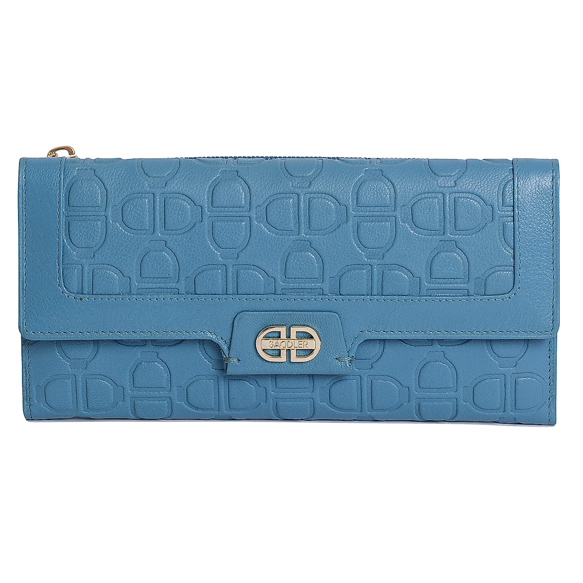 SADDLER Womens Large Leather Trifold Credit Card Coin Purse Wallet |Gift Boxed - Storm Blue