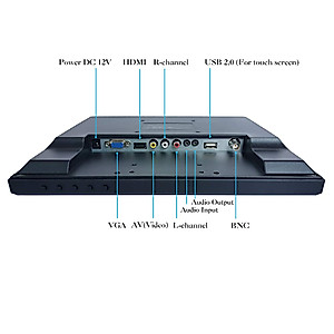 iChawk 12.1" inch Screen Monitor 800x600 4:3 Positive Screen HDMI-in USB VGA Plastic Outer Case Portable Four-Wire Resistive Touch LCD Screen Monitor for PC Display, Industrial Equipment W121PT-591R
