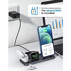 CEREECOO Portable 3 in 1 Charging Station for Apple Products Foldable Charger Stand for iWatch 7/6/SE/5/4/3/2/1 Charging Stand for iPhone AirPods Pro/3/2/1 Charging Dock Holder (Space Grey)