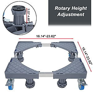 Artilife Adjustable Mobile Base,Multi-functional Movable Base with 4 Single Wheels 4 Feet for Washing Machine,Dryer and Refrigerator