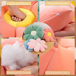 Menoeceus Flower Pillow, Daisy Pillow Flower Shaped Throw Pillow, Cute Decorative Pillows, Floor Pillow Seating Cushion, Plush Pillow Room Decor for Bedroom Sofa Chair (Green, 15.75")