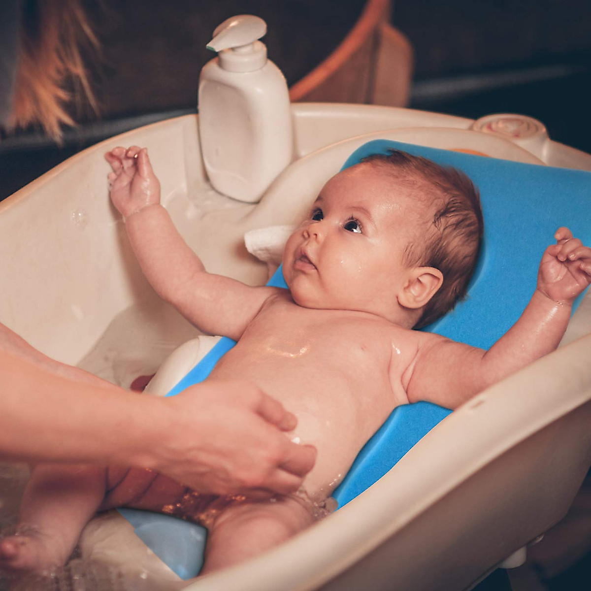 HALLO Baby Bath Sponge Soft Infant Bath Mat Newborn Cushion Odor Free (Blue)