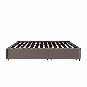 DHP Maven Upholstered Platform Bed for Raised Mattress-Support with Underbed Storage Drawers, No Box Spring Needed, King, Gray Linen