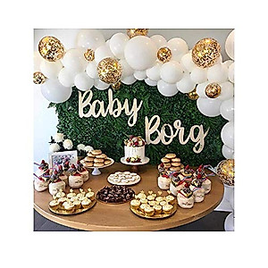 50 Pieces Gold, White and Gold Confetti Balloons | PREFILLED 14 Inch Latex, Metallic, Confetti Balloons for Party, Decorations, Wedding & Bridal (with Ribbon)