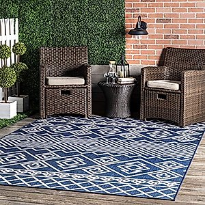 nuLOOM Celine Aztec Indoor/Outdoor Area Rug, 5' x 8', Blue