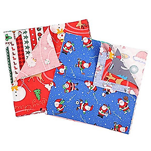 Healifty Christmas Fabric 13Pcs Christmas Cotton Fabric Bundles Patchwork Precut Fabric Scraps Quilting Fabric Sheets for DIY Christmas Stocking Tree Wreath Doll Quilted Fabric Drapery