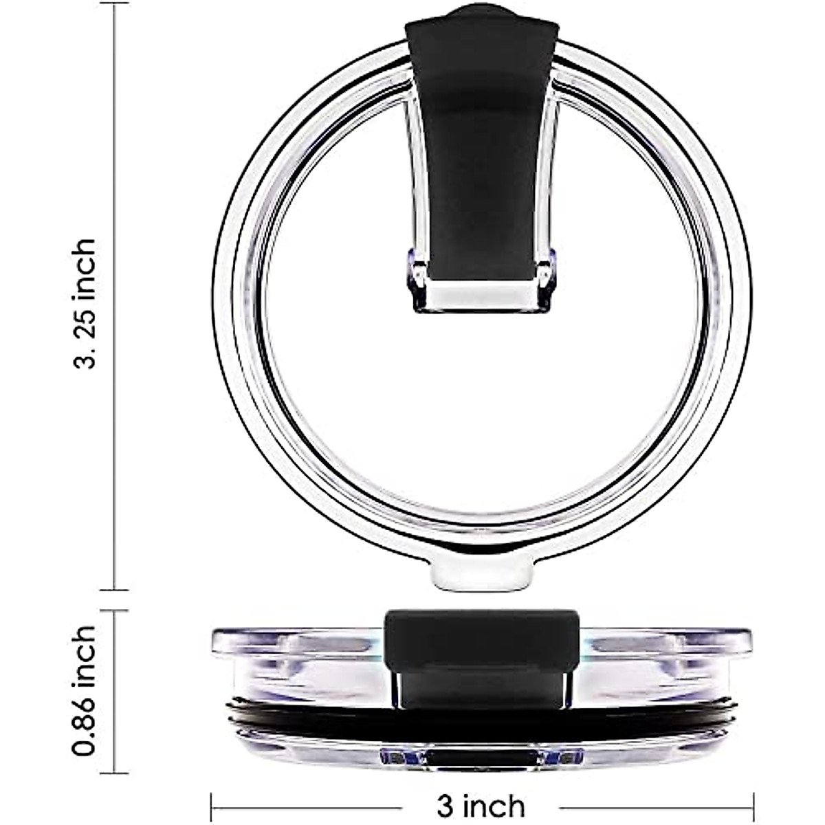 Weierken 20oz 2 Lids with Slider Spill Resistant Vacuum Replacement Black Locking Closure for Yeti Tumbler, No Leak with Closure Cup Fit Open/Close 3 INCH DIAMETER Travel Lid or Sports Bottle