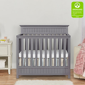 Dream On Me Harbor 4-in-1 Convertible Mini Crib in Storm Grey, Greenguard Gold Certified
