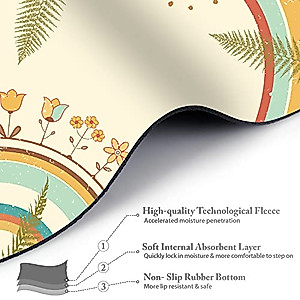 Mitterm Boho Bathroom Rugs Sets 2 Piece with Fabric Shower Curtain Bathroom Decor Sets Non Slip Diatomaceous Earth Bath mats for Bathroom Extra Absorbent Fast Water Drying for Boys,Girls(Beige/Cream)