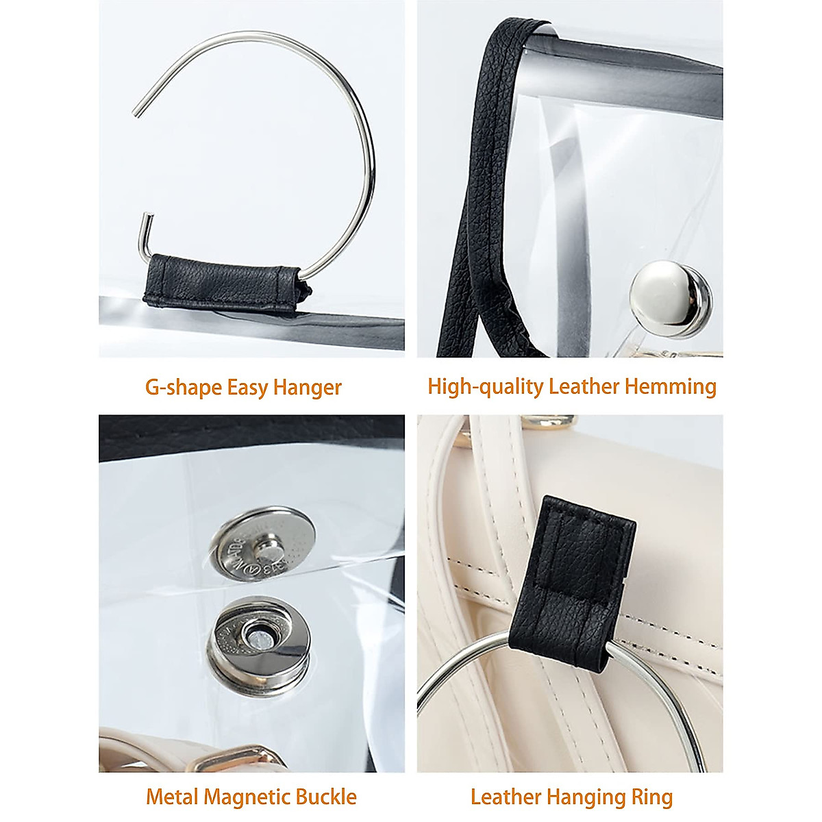 Holgosiu Handbag Dust Bag Clear Handbag Storage Transparent Handbag Organizer Clear Purse Storage Organizer Anti-dust Storage Bag for Closet PVC Handbag Dust Cover Clear Hanging Shelves, 3 Sizes