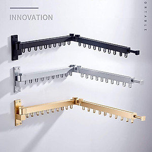 ZXFF Wall-Mounted Clothes Drying Rack, Suitable for Indoor and Outdoor Telescopic Clothes Poles, Can Be Rotated 180° Left and Right to Save Space (Color : B)