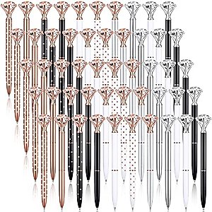 50 Pieces Diamond Pens Wedding Crystal Metal Ballpoint Pens Bling Metal Fancy Pens Ball Point Office Pens Bridal Shower Pens Bride Gifts for Office School Desk Supplies, Including 50 Pen Refills