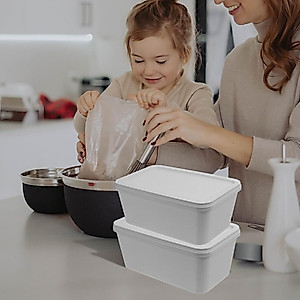 MAGICLULU 3pcs Ice Cream Box Ice Cream Holder Dessert Storage Tubs Ice Cream Accessories Fruit Containers with Lids Containers for Fruit Soup Freezer Organizer White Household Pp