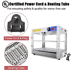 WeChef 2-Tier Commercial Pizza Warmer Countertop Display Case 24x15x20 inch 750W Pastry Heater Display Case for Bakeries Convenience Stores