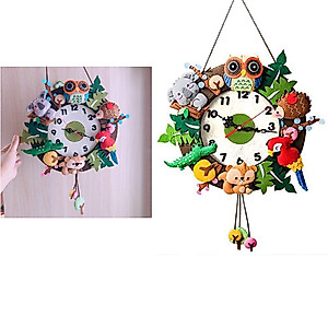 Sewing Kit DIY Felt Clock Animal Crafts Forest Wall Clock for Girls and Boys Educational Art Craft Kits