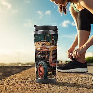 NTVOWPZO Travel Mug Old Tractor Photoes Farm Coffee Cup Reusable Insulated Tumbler with Lid Travel Coffee Mug Stainless Steel Insulated Coffee Tumbler for Coffee Tea And Drinks