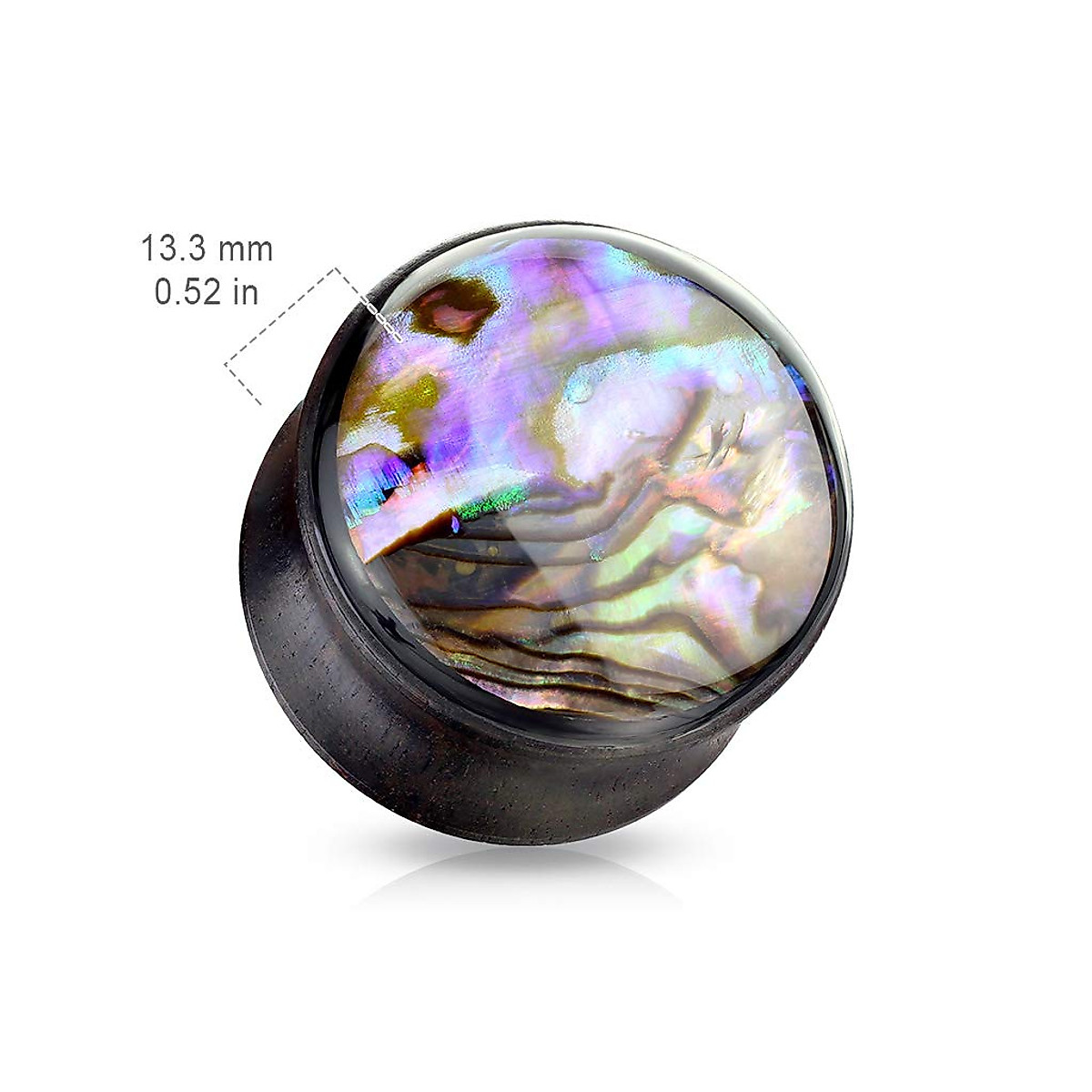 Pierced Owl Abalone Shell Inlaid Front Facing Natural Wood Saddle Plugs, Sold as Pair (12mm (1/2"))