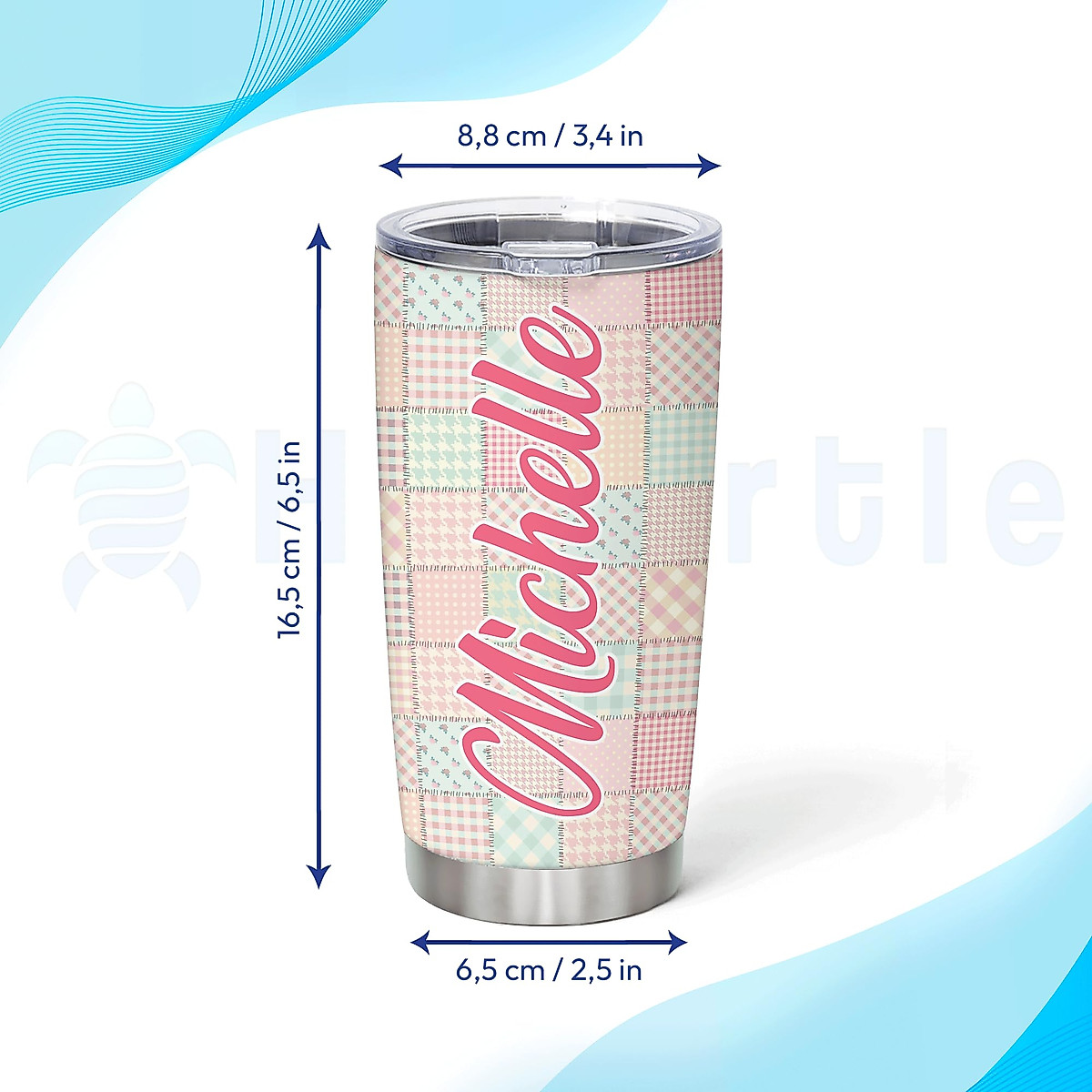 Hyturtle Personalized Gifts For Sewing Lover - Sewing Printed Customized Name Stainless Steel Tumbler 20 oz With Lid - Idea Quilting Lover Gifts For Women, Girl, Kids On Birthday, Christmas