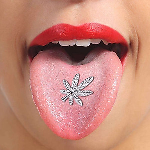 Tongue Ring Tongue Stud Leaf Tongue Leaf Tongue Ring Tongue Piercing Ring Stainless Steel Stud, Body Piercing Jewelry