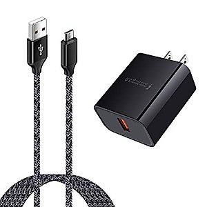 Android Fast Charger,Quick Charger 3.0 USB Fast Wall Charger Plug with Micro USB Cable Compatible for Motorola Moto E E5 E4 Plus/Play,E5 Supra,G5 G5S G4 Plus/Play,G6 Play/Forge,Moto Droid Turbo 2