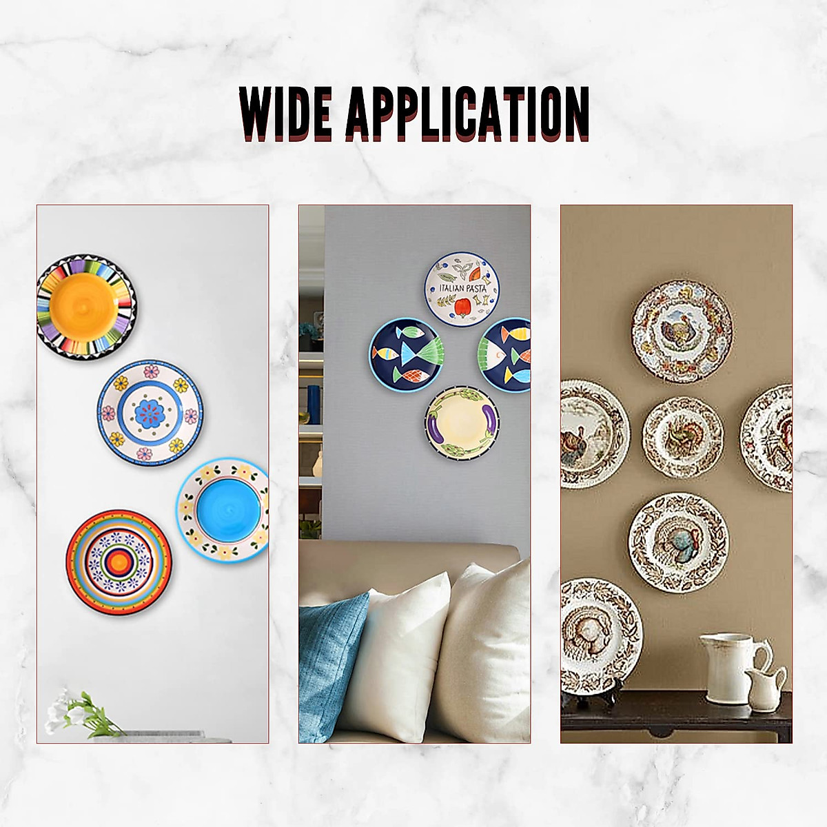 MroMax Plate Hanger 13.98" W Type Stainless Steel Plate Hangers Invisible Wall Hooks for Walls Compatible Decorative Plates Hooks Dish Display Holder Golden 1PCS