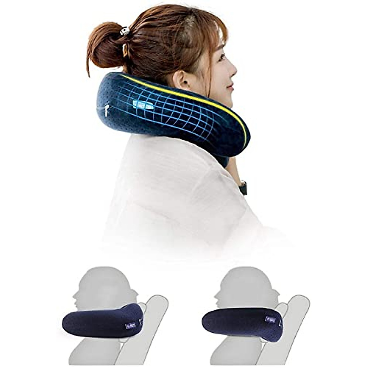 Cozy BoSpin Travel Pillow - Luxury Memory Foam Neck Support Cushion Neck Support Pillow (Blue)