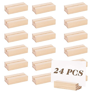 Aboofx White Wood Place Card Holders, 12PCS Table Number Holders, 2.75 x 1.38 x 0.71 inch Wooden Stands for Acrylic Signs Display Stand Holders for Wedding Dinner Home Party Events Decoration
