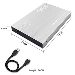 HWAYO 750GB External Hard Drive Portable 2.5'' Ultra Slim HDD Storage USB 3.0 for PC, Laptop, Mac, Chromebook, Xbox One (Silver)