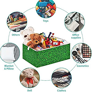 visesunny Closet Baskets St Patricks Green Plant Storage Bins Fabric Baskets for Organizing Shelves Foldable Storage Cube Bins for Clothes, Toys, Baby Toiletry, Office Supply
