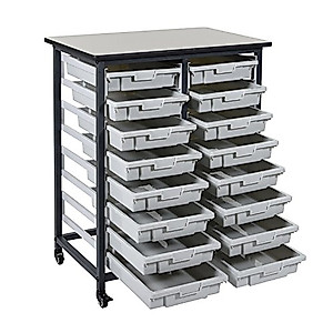 LUXOR MBS-DR-16S Mobile Bin System - Double Row Grey 20 L x 30 75 W x 37 5 H