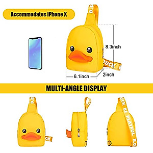 Cartoon Duck Crossbody Chest Backpack - Sturdy Durable Sling Bag Shoulder Bag Multipurpose Chest Bag Adjustable Shoulder Straps Easy Clean Suitable for Daily,Travel,School