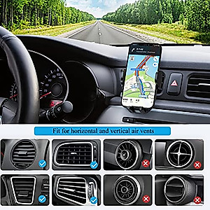 Air Vent Phone Mount for Car, Car Phone Holder Mount Hands Free Clamp Cradle Vehicle Compatible for All Smartphone from 4 to 7 inches, Universal Cell Phone Holder Car 360° Adjustable