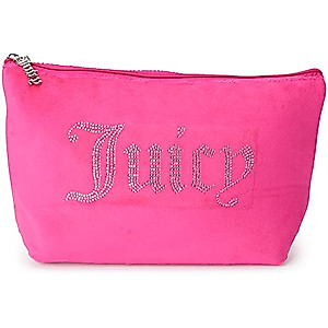 Juicy Couture Women's Cosmetics Bag - Travel Makeup and Toiletries Top Zip Wedge Pouch, Size One Size, Magenta